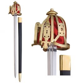 Basket Hilt Claymore & Scabbard - Brass Finish