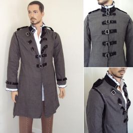 Military Style Officers Jacket - Grey