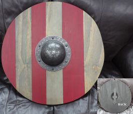 24" Red & Brown Full Contact Wooden Viking Shield - Re-enactment ...