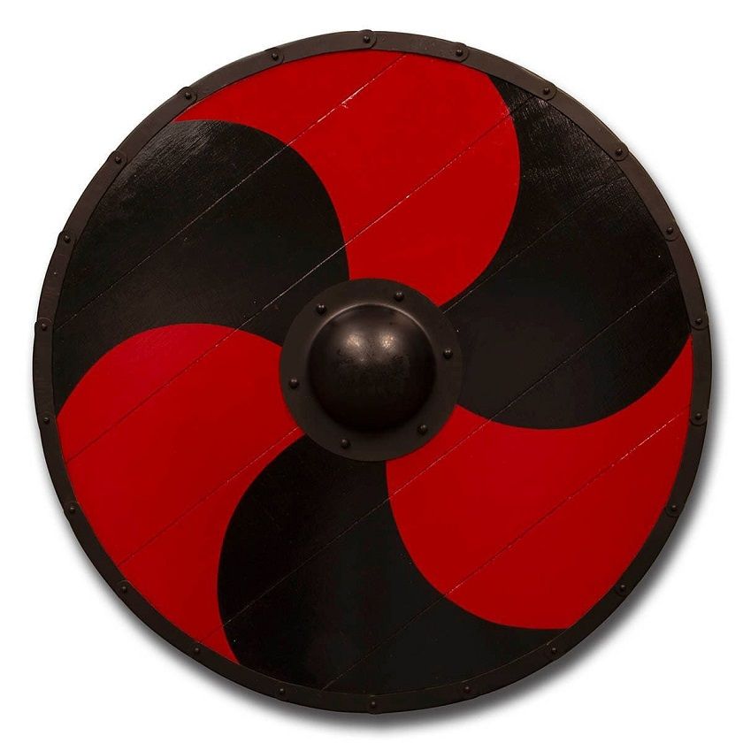 Viking Black and Red Segmented Wooden Shield - Southern Swords Ltd